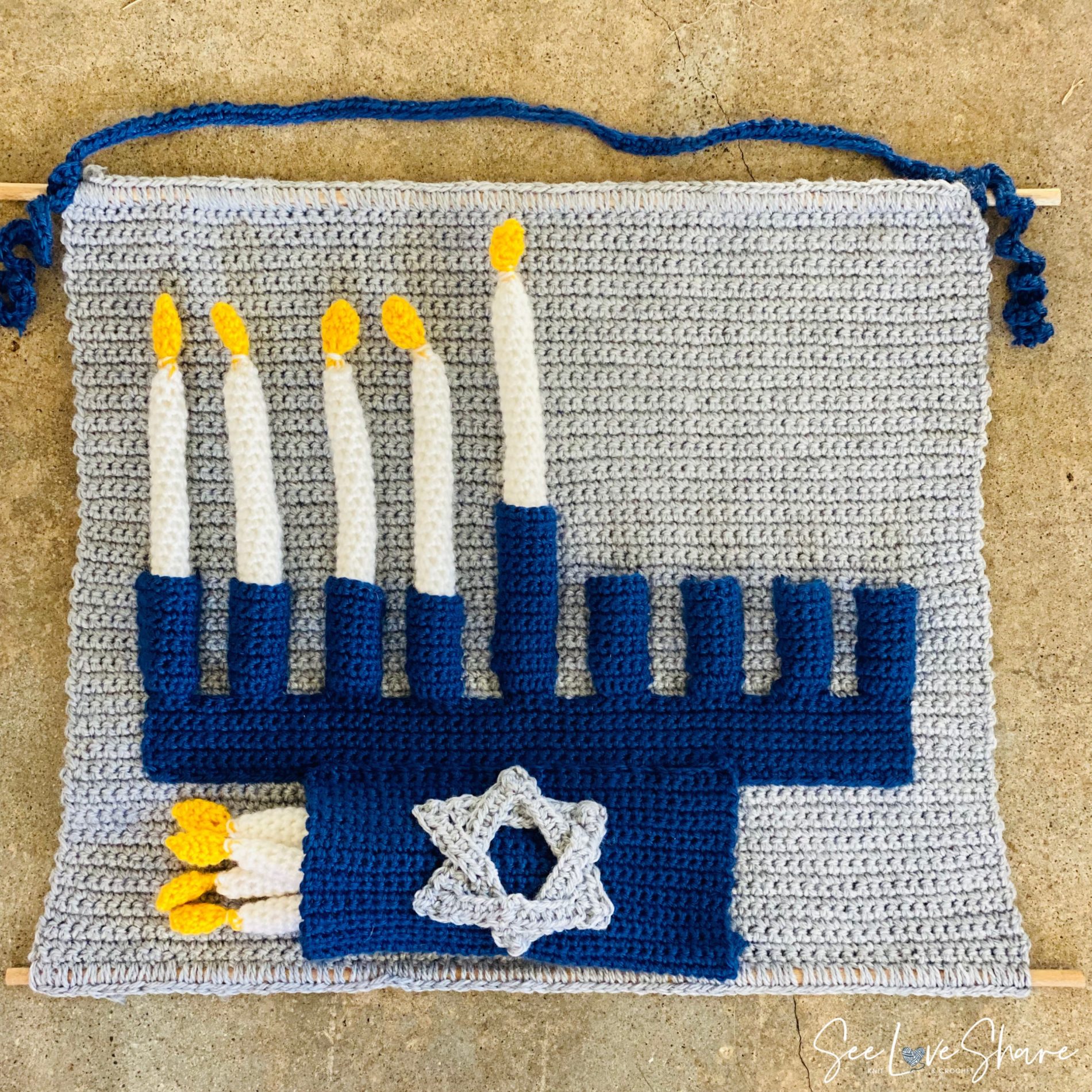 nteractive Hanukkah Menorah - Free Crochet Pattern | SeeLoveShare