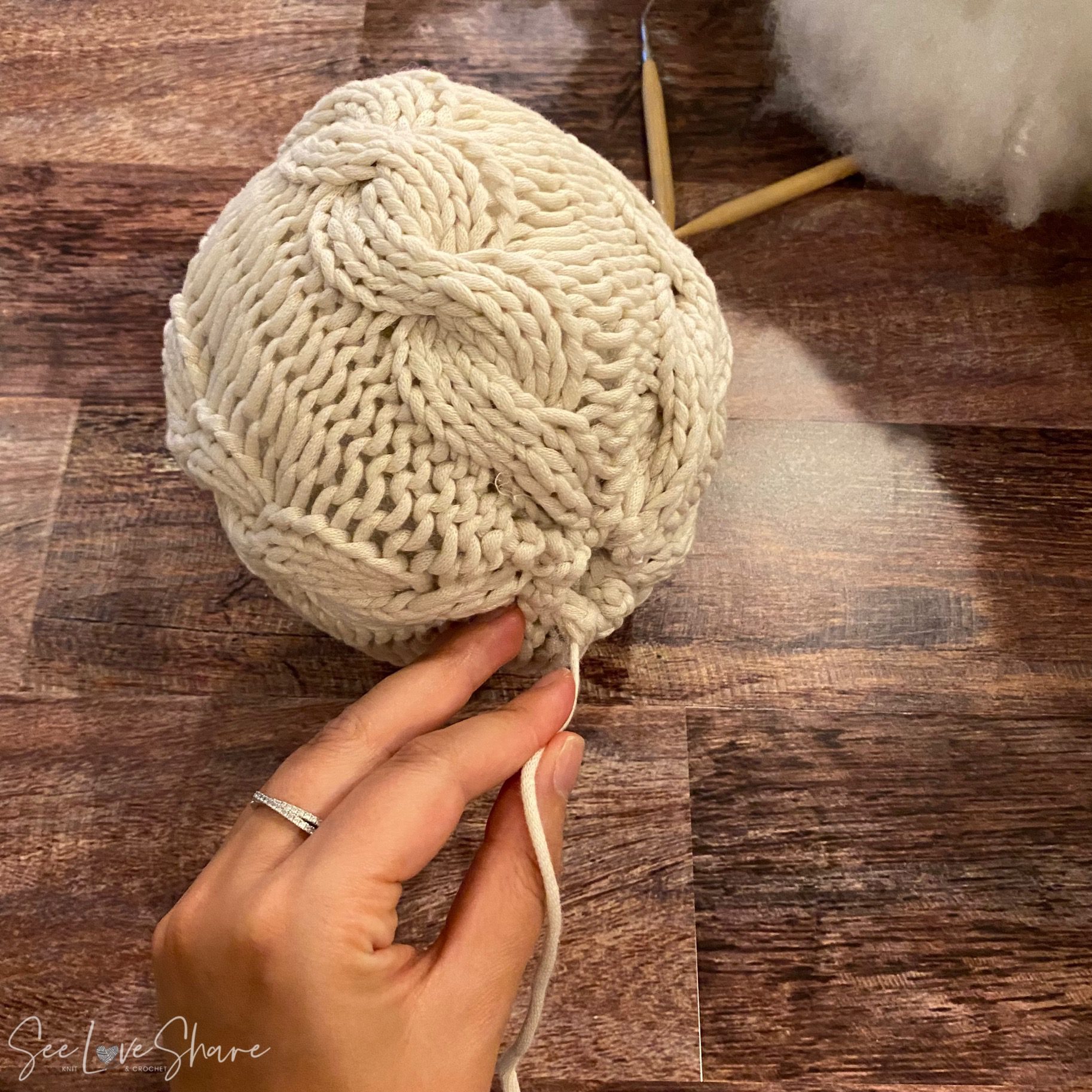 Knit Cable Stitch Pumpkin - Free Pattern & Beginner Guide