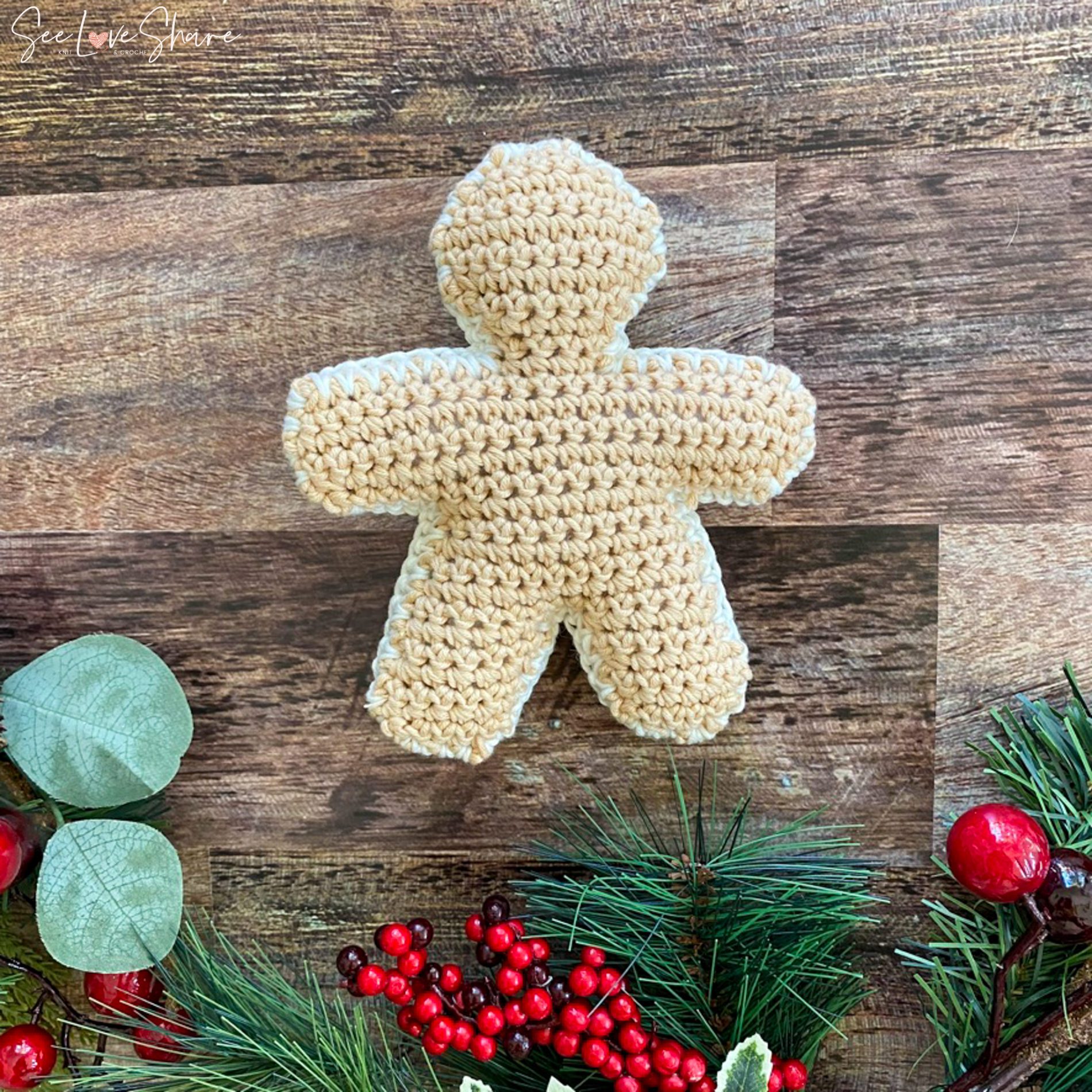 Gingerbread Man Crochet Stuffy Ornament / Garland