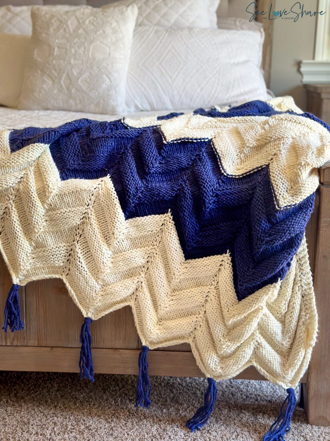 Easy Peasy Chevron Chunky Knit Throw - Free Pattern