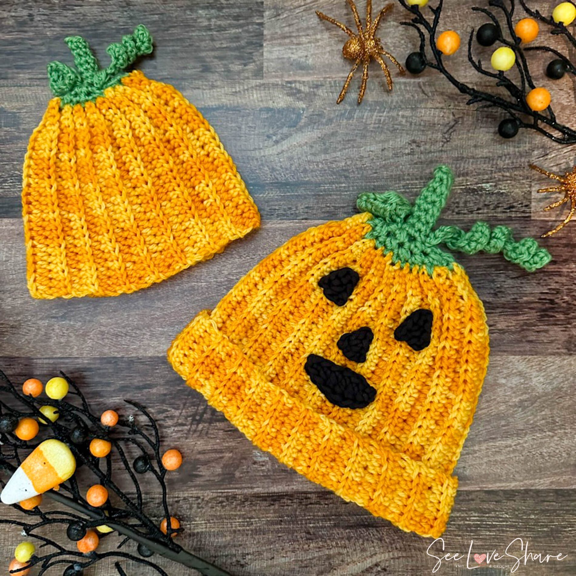 Baby’s First Pumpkin/Jack-O-Lantern Crochet Beanie Pattern