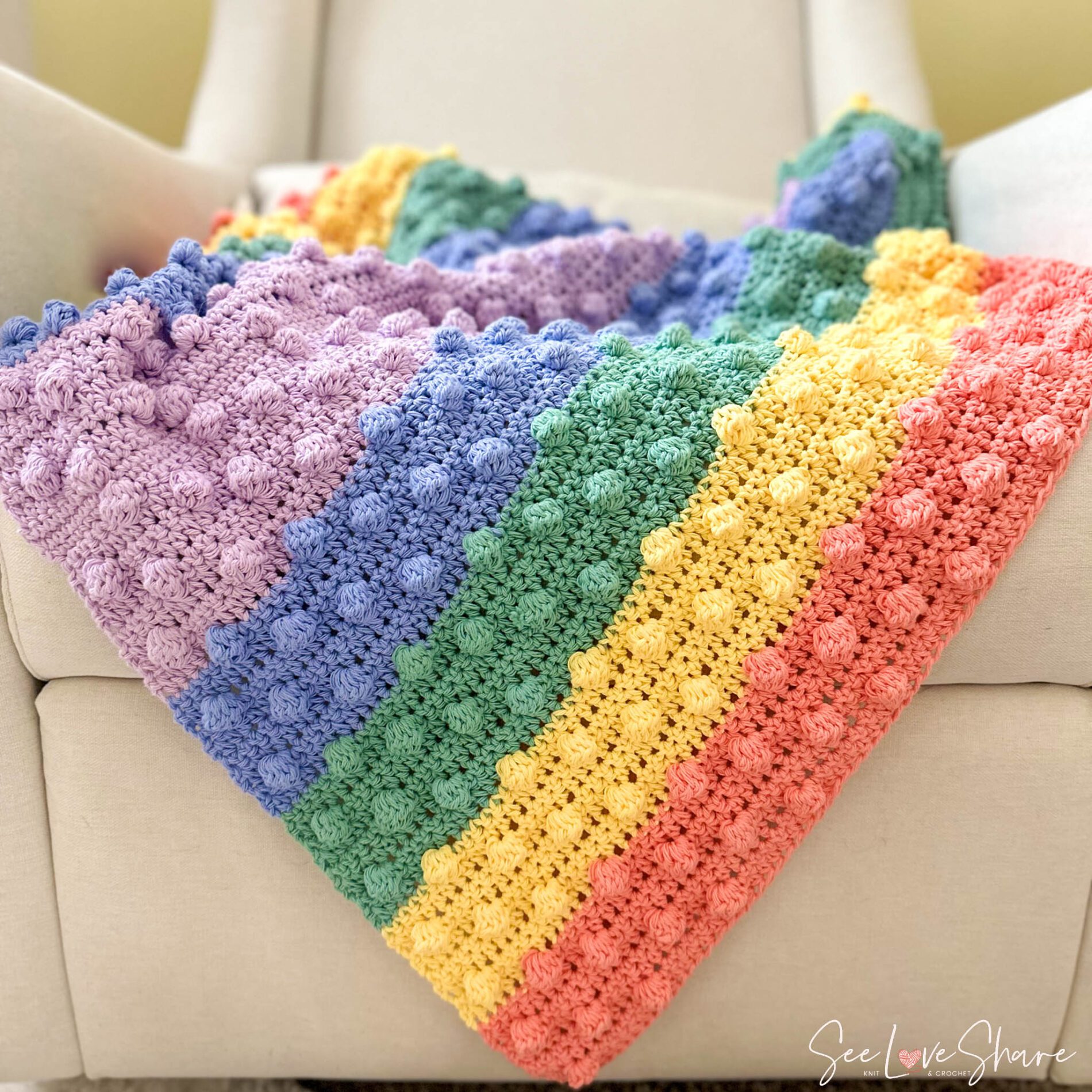 Rainbow Crochet Crib Blanket
